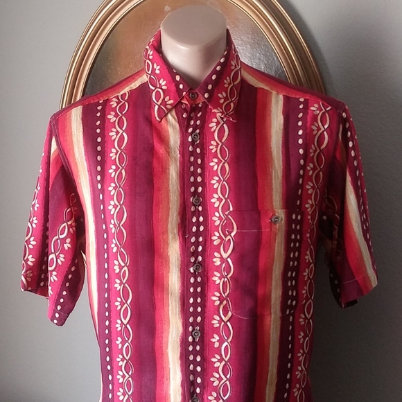 DaVinci | Shirts | Davinci Mens Abstract Stripes Camp Shirt Medium ...